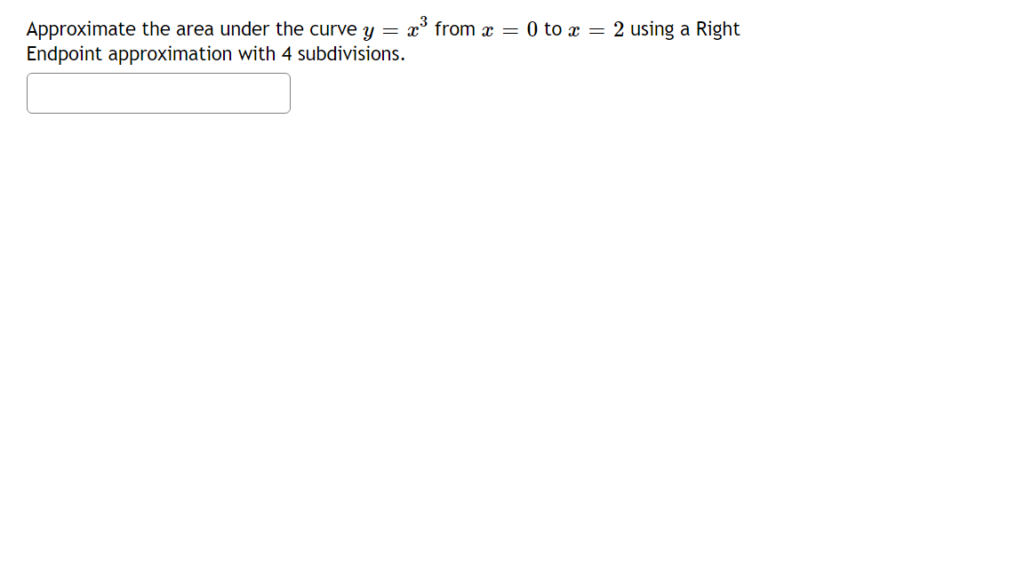 Solved Approximate the area under the curve y = x3 from x = | Chegg.com