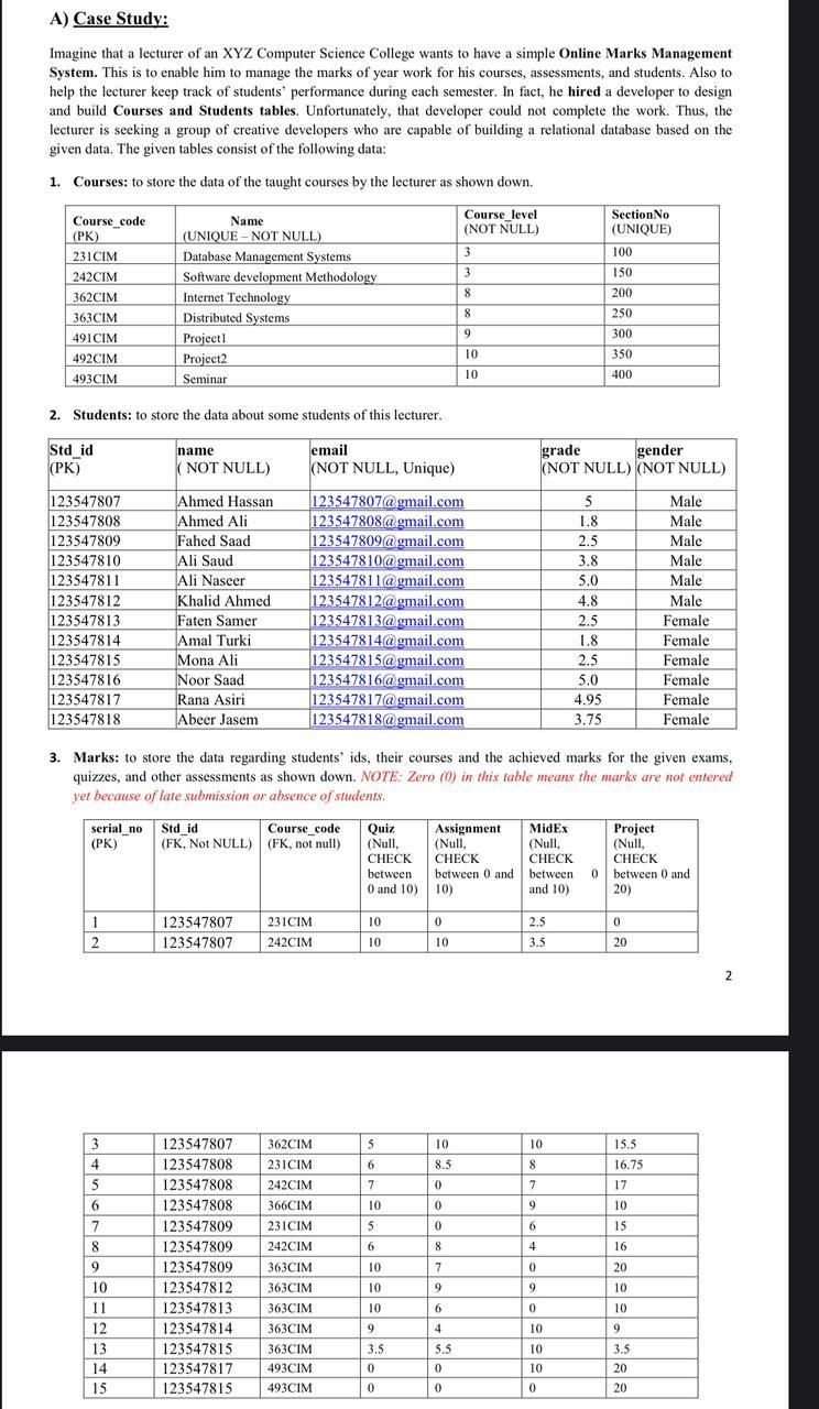 A) Case Studv: Imagine that a lecturer of an XYZ | Chegg.com