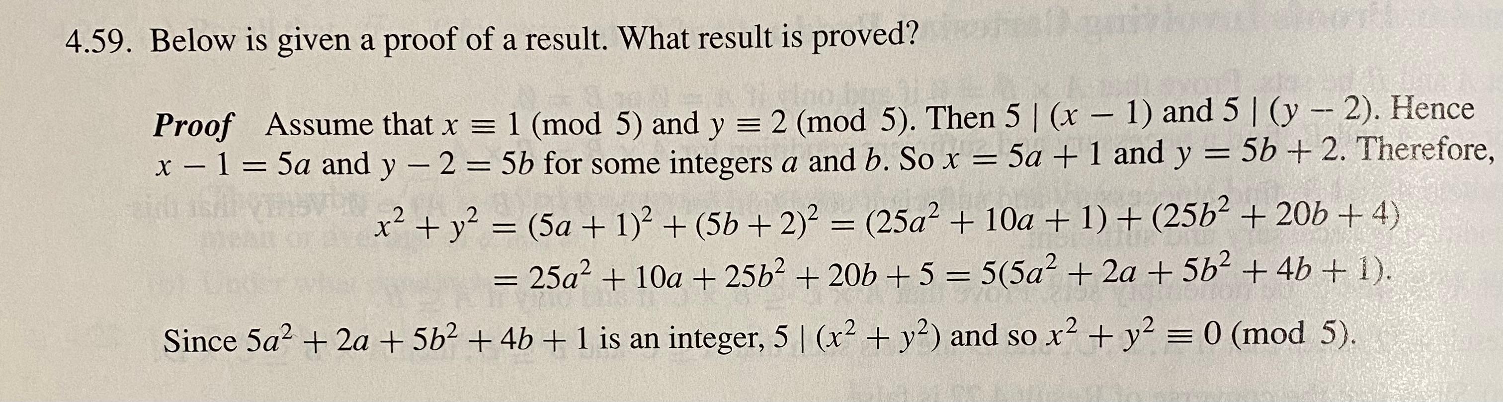 Solved 4.59. Below is given a proof of a result. What result | Chegg.com