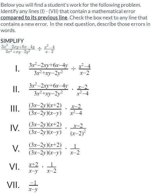 Solved Below you will find a student's work for the | Chegg.com