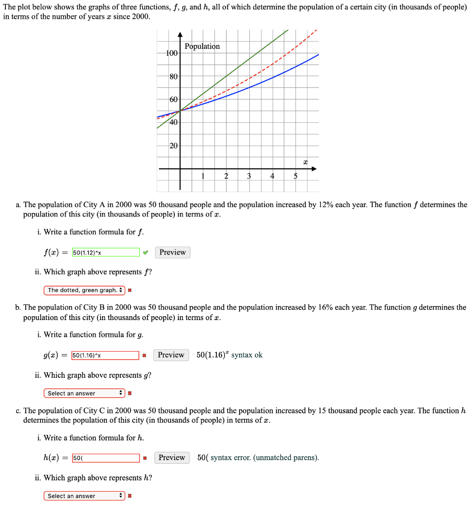 Solved The plot below shows the graphs of three functions, | Chegg.com