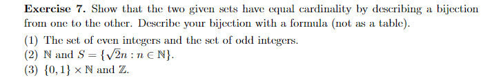 Solved Exercise 7. Show that the two given sets have equal | Chegg.com