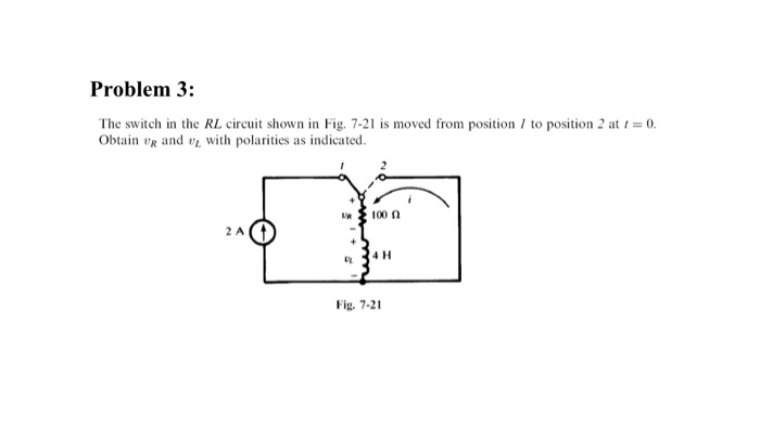 Solved Problem 3: The switch in the RL circuit shown in Fig. | Chegg.com