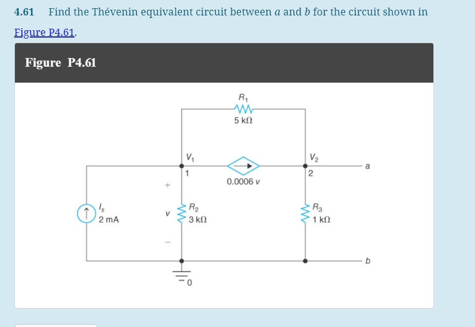 Solved 4.61 ﻿Find the Thévenin equivalent circuit between \( | Chegg.com