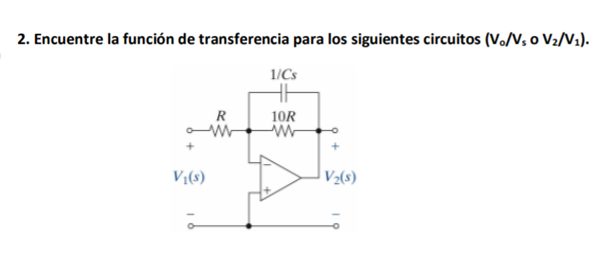 Solved 2. Encuentre la función de transferencia para los | Chegg.com