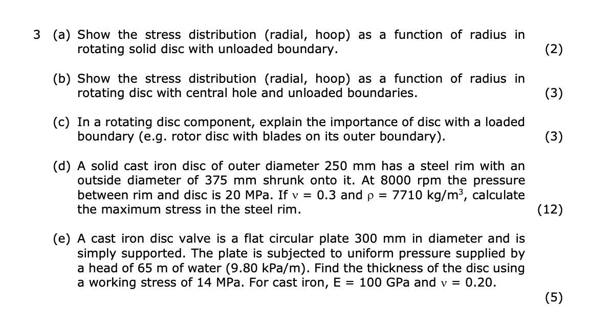 Solved 3 (a) Show the stress distribution (radial, hoop) as | Chegg.com