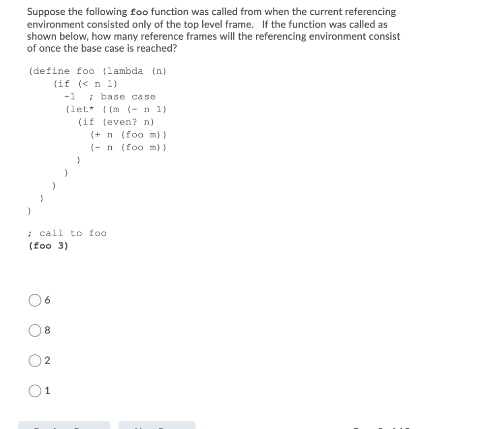 Solved Suppose the following foo function was called from | Chegg.com
