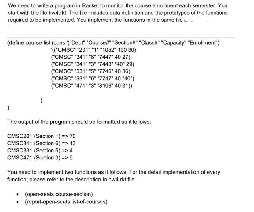 Lang Racket Define Course List Cons Dept
