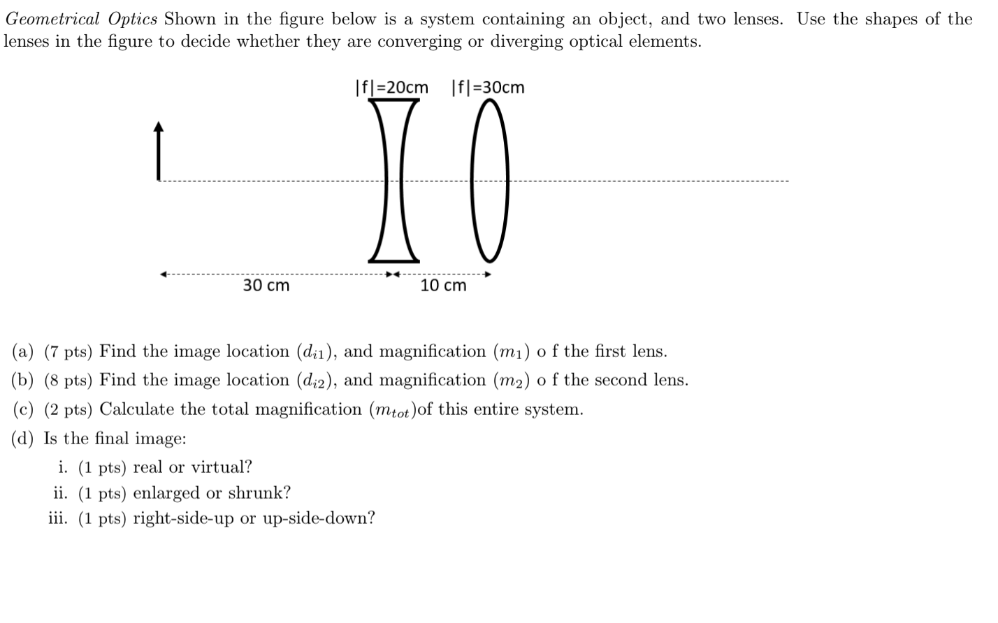 Solved Geometrical Optics Shown in the figure below is a | Chegg.com
