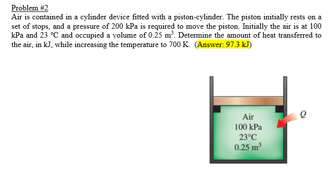 Solved Problem #2 Air is contained in a cylinder device | Chegg.com