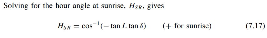 Solved Equations for solar angles, along with a few simple | Chegg.com