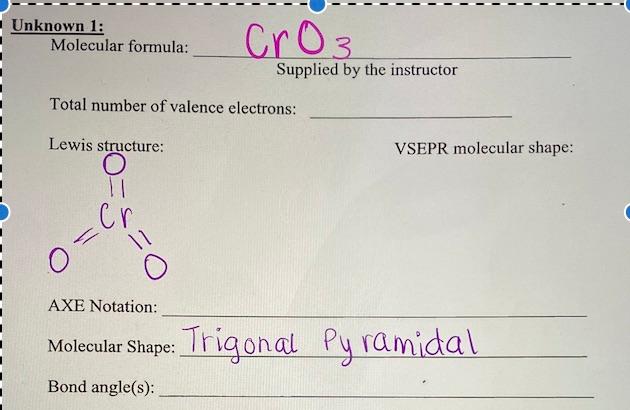 Solved Unknown 1: Molecular formula: cro3 Supplied by the | Chegg.com