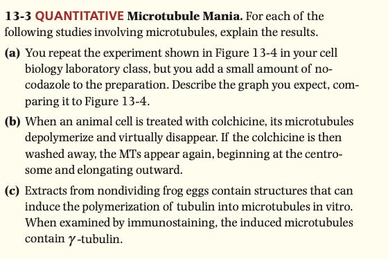 Solved 13-3 QUANTITATIVE Microtubule Mania. For each of the | Chegg.com