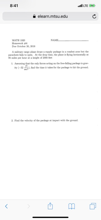 Solved 8:41 a elearn.mtsu.edu MATH 1920 Homework Due October | Chegg.com