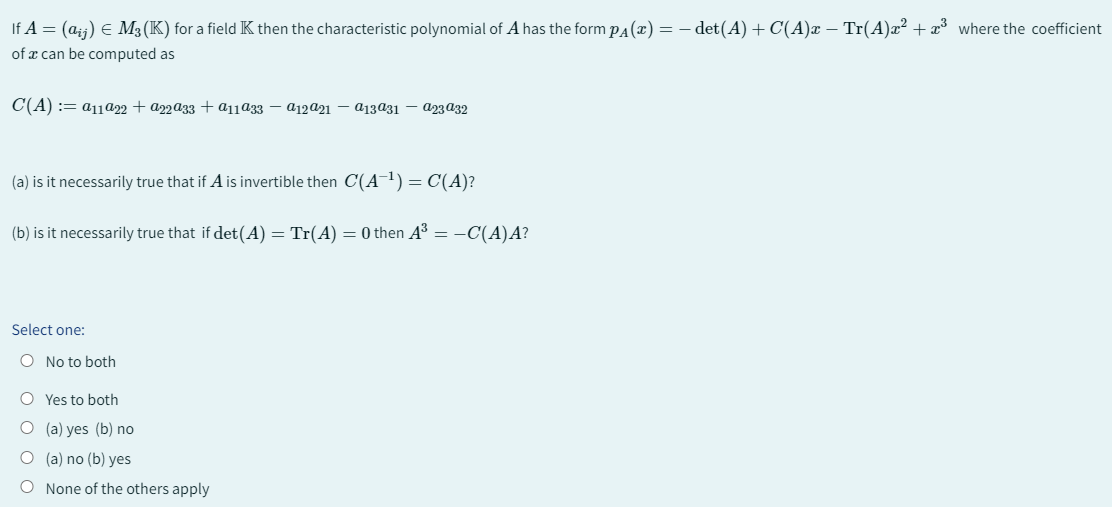 Solved If A=[a_(ij)] ﻿be a square matrix with a_(ij)=0,i>j, | Chegg.com