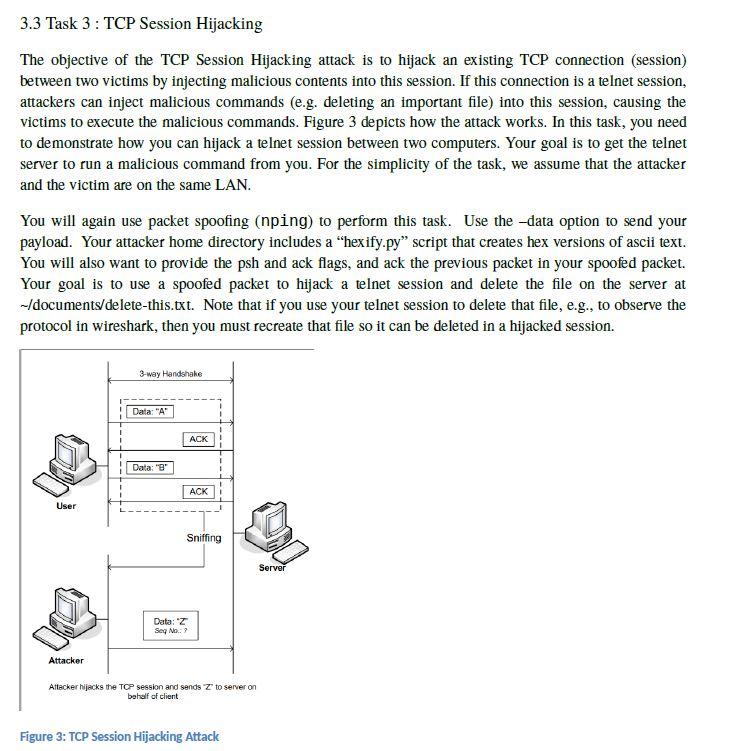 33 Task 3 Tcp Session Hijacking The Objective Of 