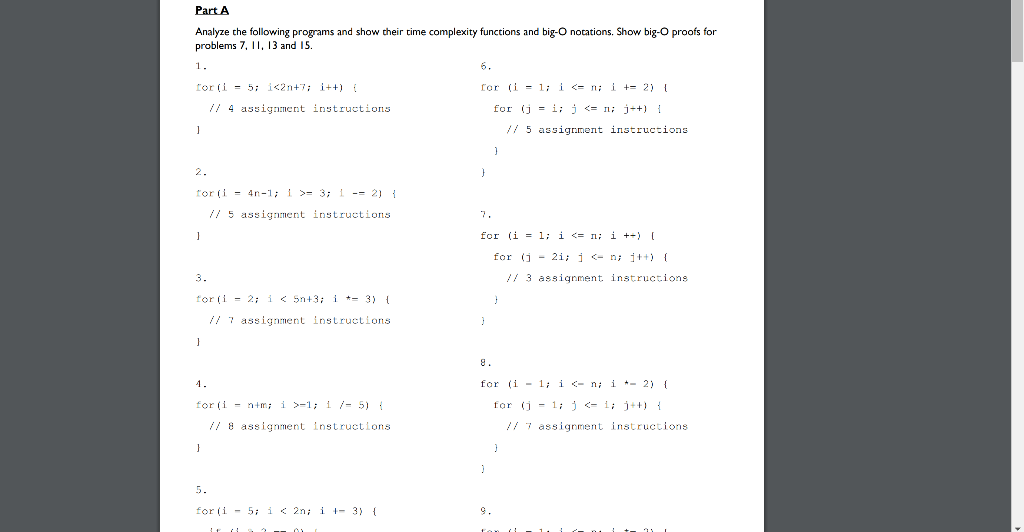 Solved Part A Analyze the following programs and show their | Chegg.com
