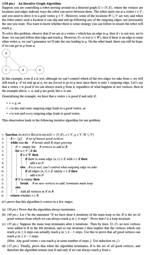 (110 pts.) An Iterative Graph Algorithm Suppose you | Chegg.com