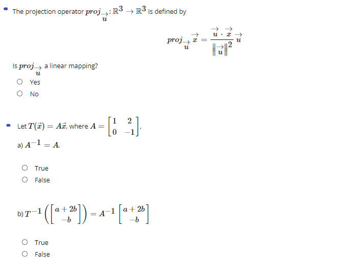 Solved The projection operator proj: +R3 is defined by > u | Chegg.com