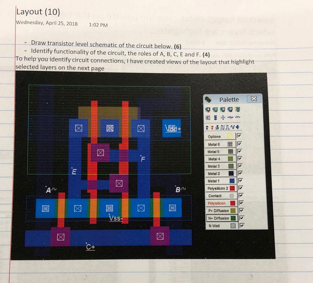 Solved Layout (10) Wednesday, April 25, 2018 1:02 PM Draw | Chegg.com