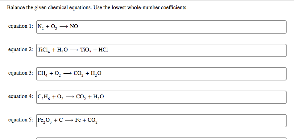 Solved Balance the given chemical equations. Use the lowest | Chegg.com