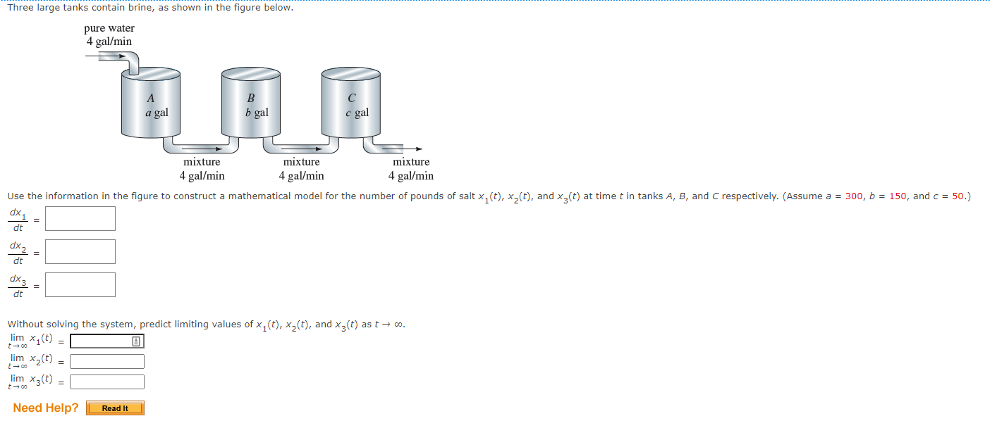 Solved Three large tanks contain brine, as shown in the | Chegg.com
