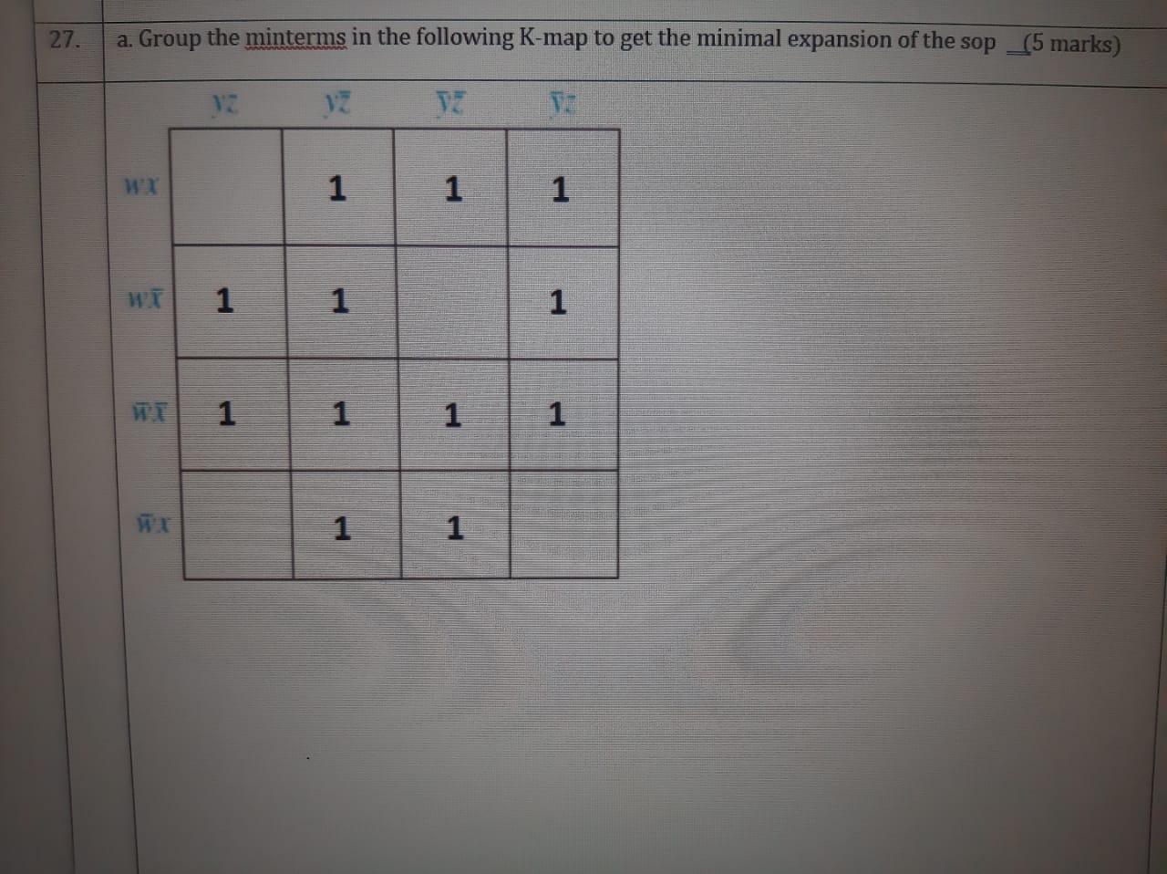 Solved a. Group the minterms in the following K-map to get | Chegg.com