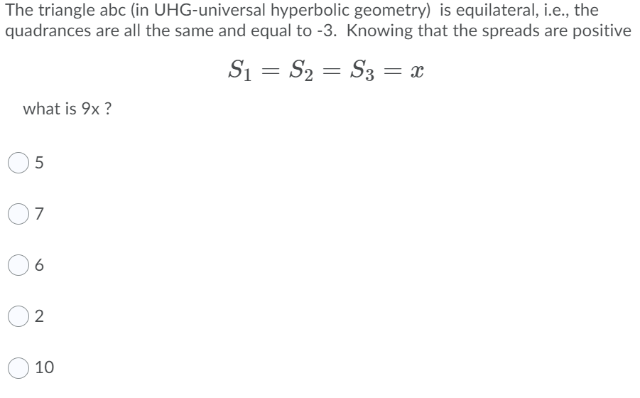 Solved The triangle abc (in UHG-universal hyperbolic | Chegg.com
