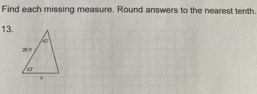 Solved Find each missing measure. Round answers to the | Chegg.com