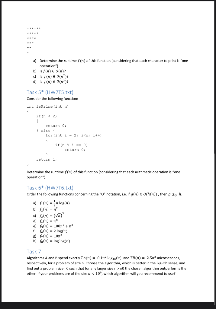 Solved a) Determine the runtime f(n) of this function | Chegg.com