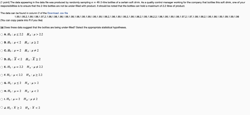 Solved (1 point) The data appearing in the data file was | Chegg.com