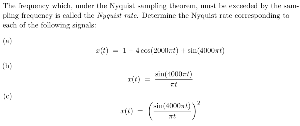Solved The frequency which, under the Nyquist sampling | Chegg.com