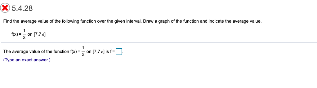 Solved X 5.4.28 Find the average value of the following | Chegg.com