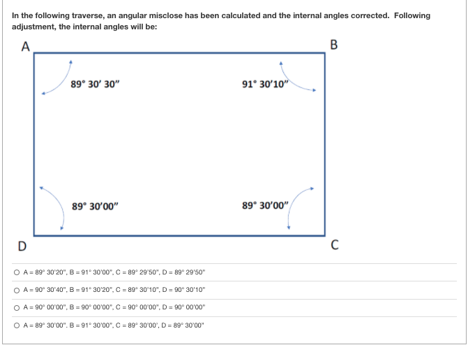 Solved In the following traverse, an angular misclose has | Chegg.com