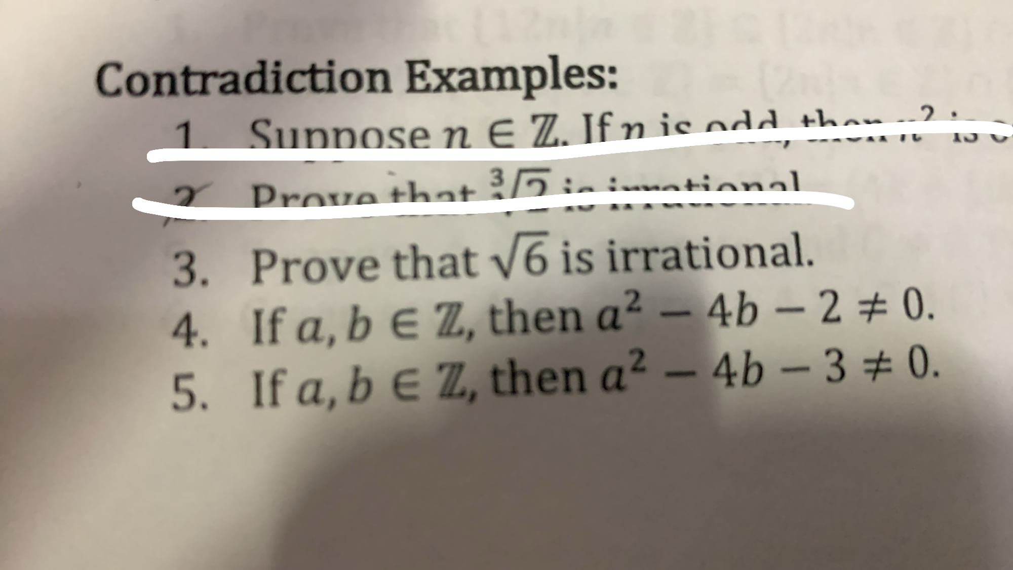 Solved Contradiction Examples: | Chegg.com