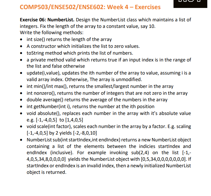 Solved UUUU COMP503/ENSE502/ENSE602: Week 4 - Exercises | Chegg.com