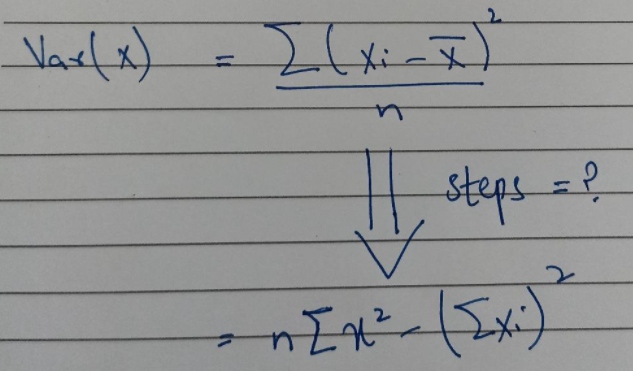 Solved Var(x) -X steps = ? nE x² (Ex | Chegg.com