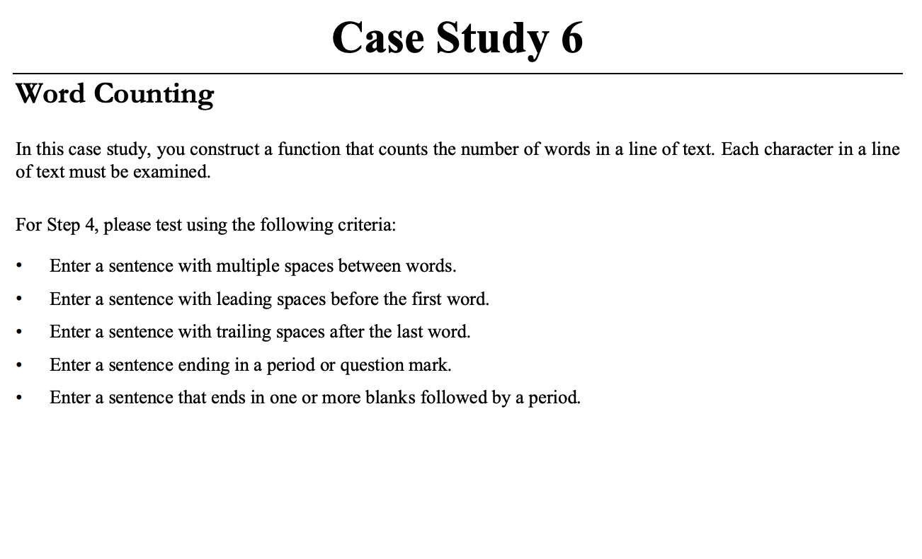 Solved Case Study 6 Word Counting In this case study, you | Chegg.com