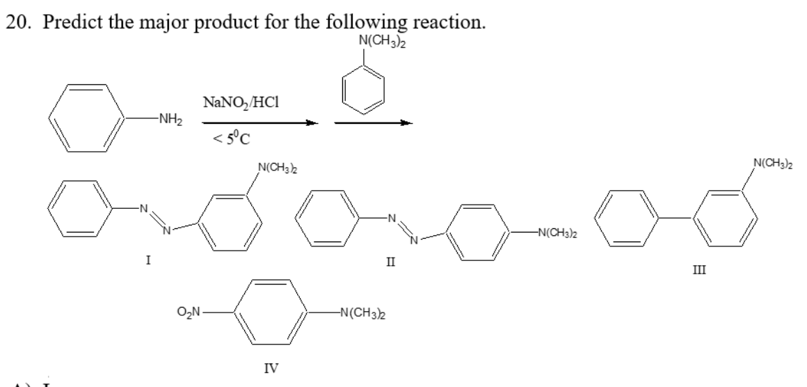Solved 20. Predict the major product for the following | Chegg.com