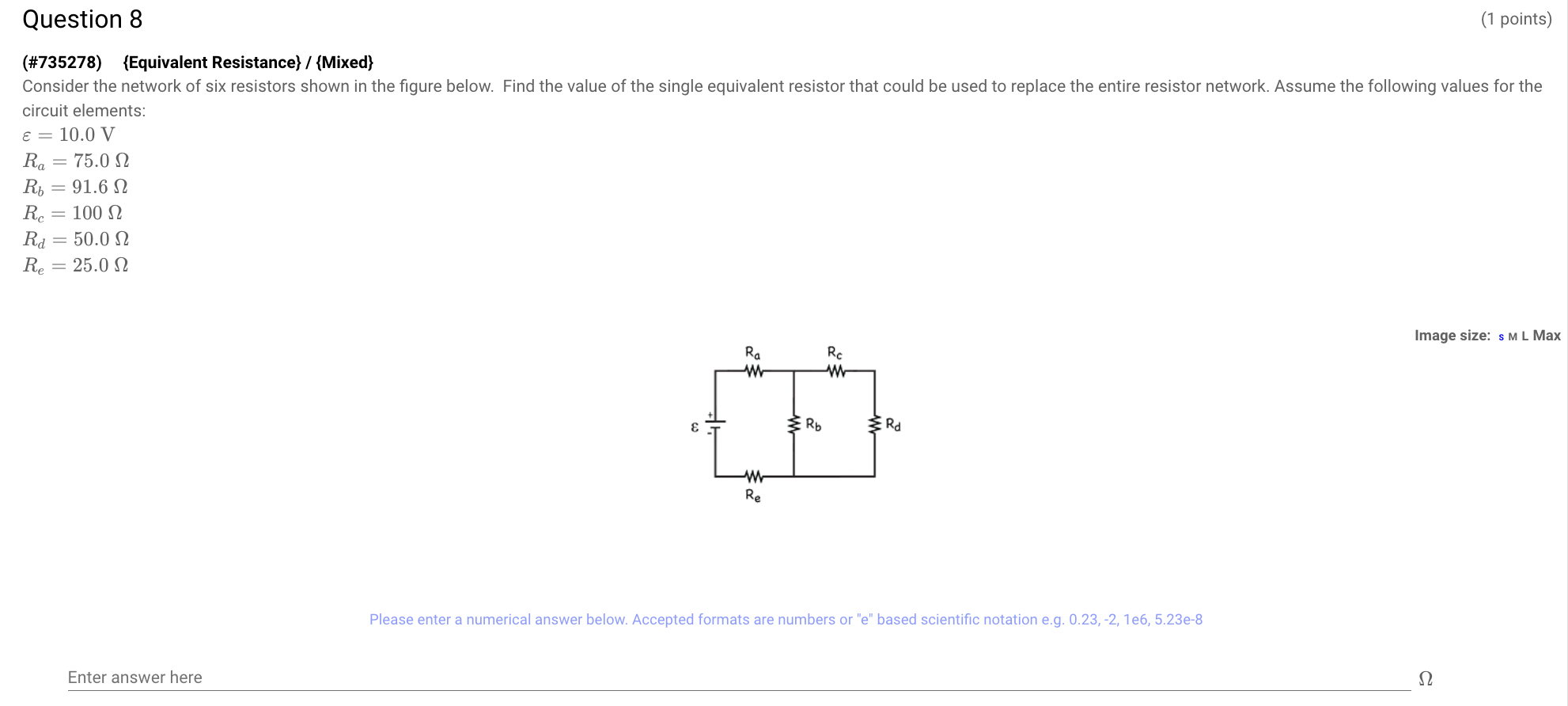 Solved (\#735278) \{Equivalent Resistance }/ Mixed } circuit | Chegg.com