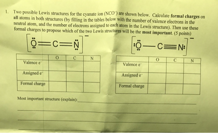 Solved Two possible Lewis structures for the cyanate ion | Chegg.com