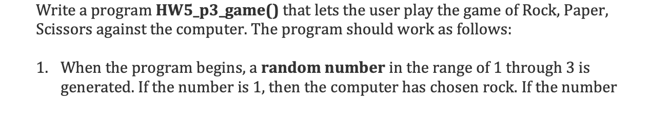 Solved Write a program HW5_p3_game() that lets the user play | Chegg.com