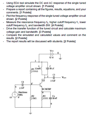 Using EDA tool simulate the DC and AC response of the | Chegg.com