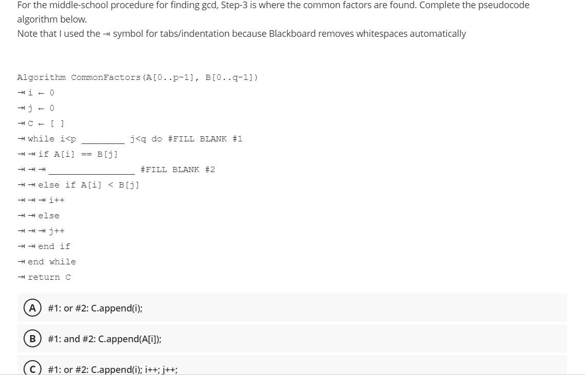 Solved For the middle-school procedure for finding gcd, | Chegg.com