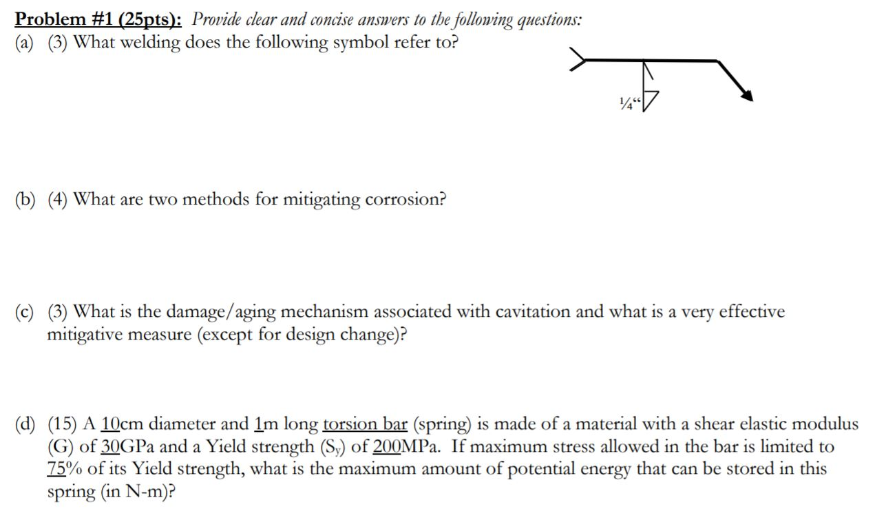 Problem #1 (25pts): Provide clear and concise answers | Chegg.com