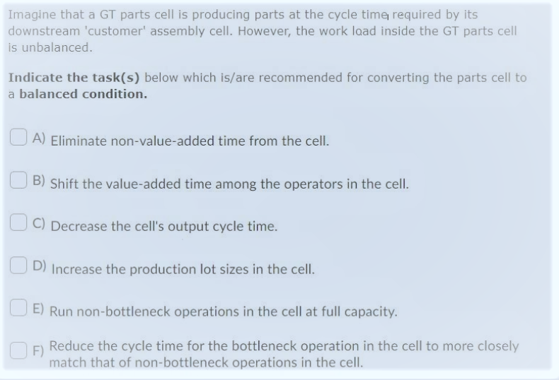 Solved Imagine that a GT parts cell is producing parts at | Chegg.com