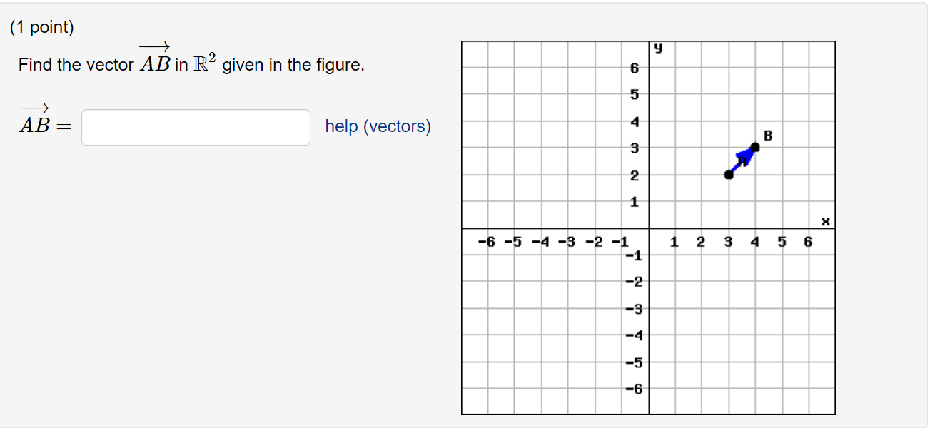 Solved (1 point) Find the vector AB in R2 given in the | Chegg.com