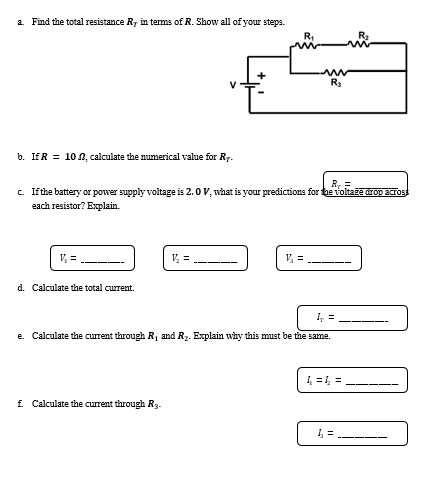 Solved a Find the total resistance R, in terms of R. Show | Chegg.com