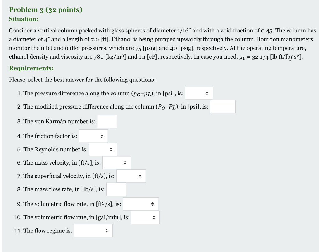 Solved Consider a vertical column packed with glass spheres | Chegg.com