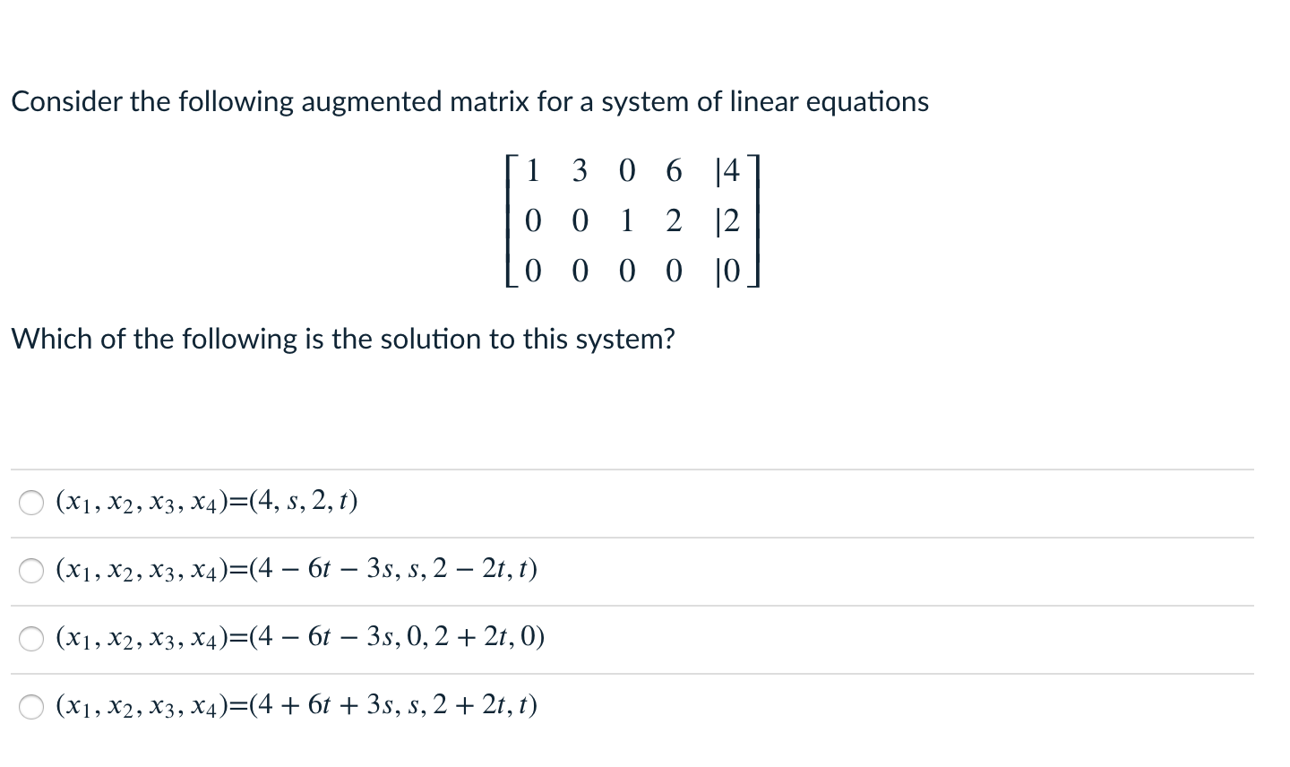 Solved Consider the following augmented matrix for a system | Chegg.com
